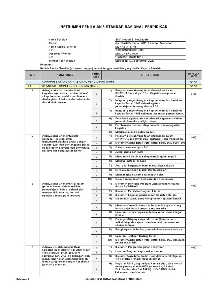 Instrumen 8 SNP 2022 Lap SMA 3 Mbo | PDF