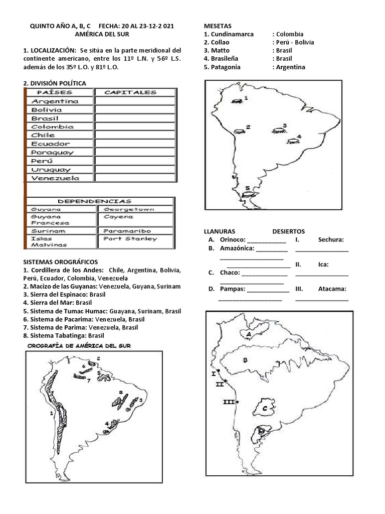 Geografía y División Política de América del Sur | PDF