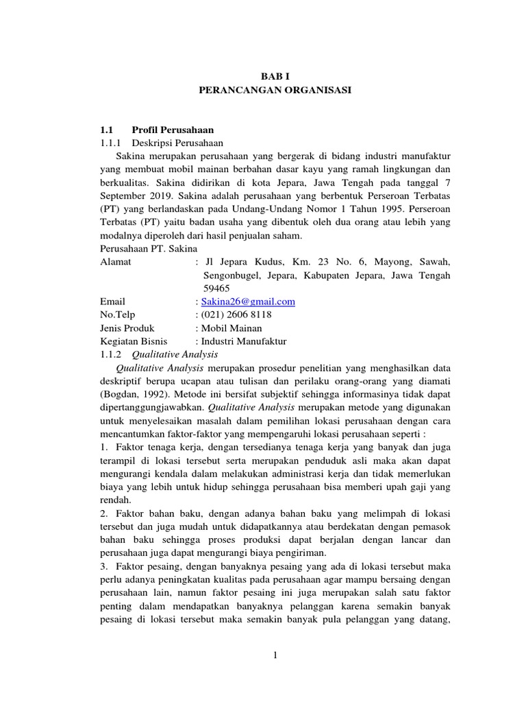 Contoh Deskripsi Perusahaan | PDF