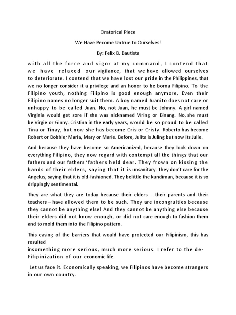 Oratorical Piece PDF | PDF