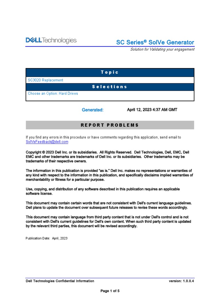 SC Series - SC3020 Replacement-Hard Drives | PDF | Trademark | Dell