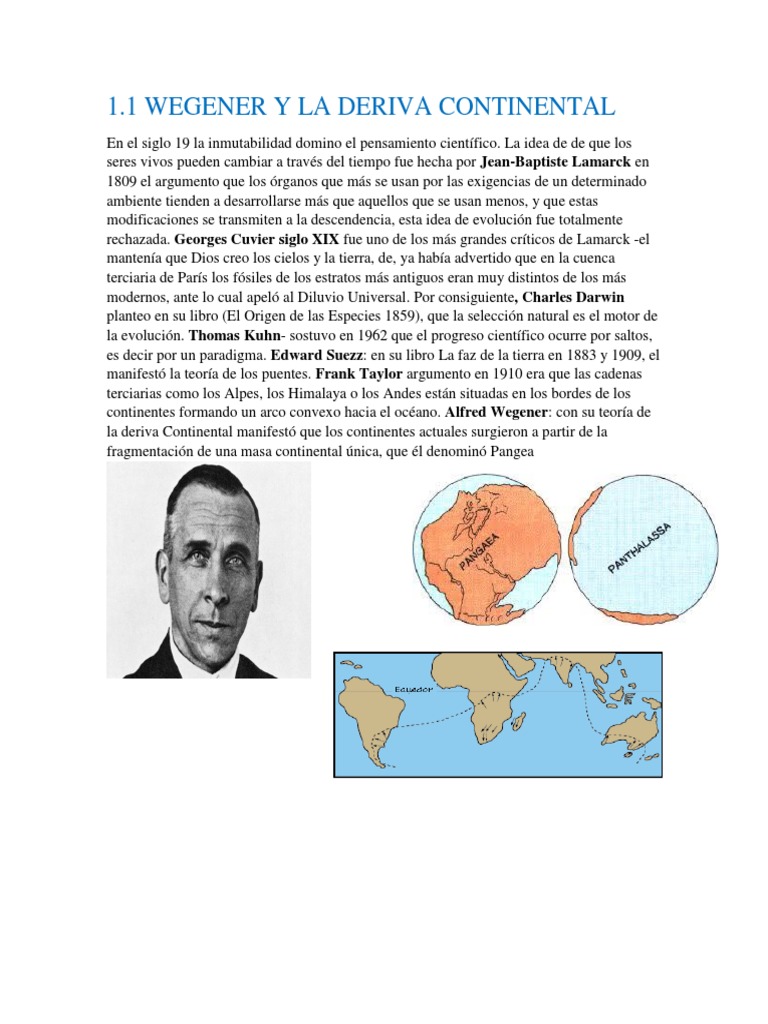 Teoría de la Deriva Continental de Wegener | PDF | Historia