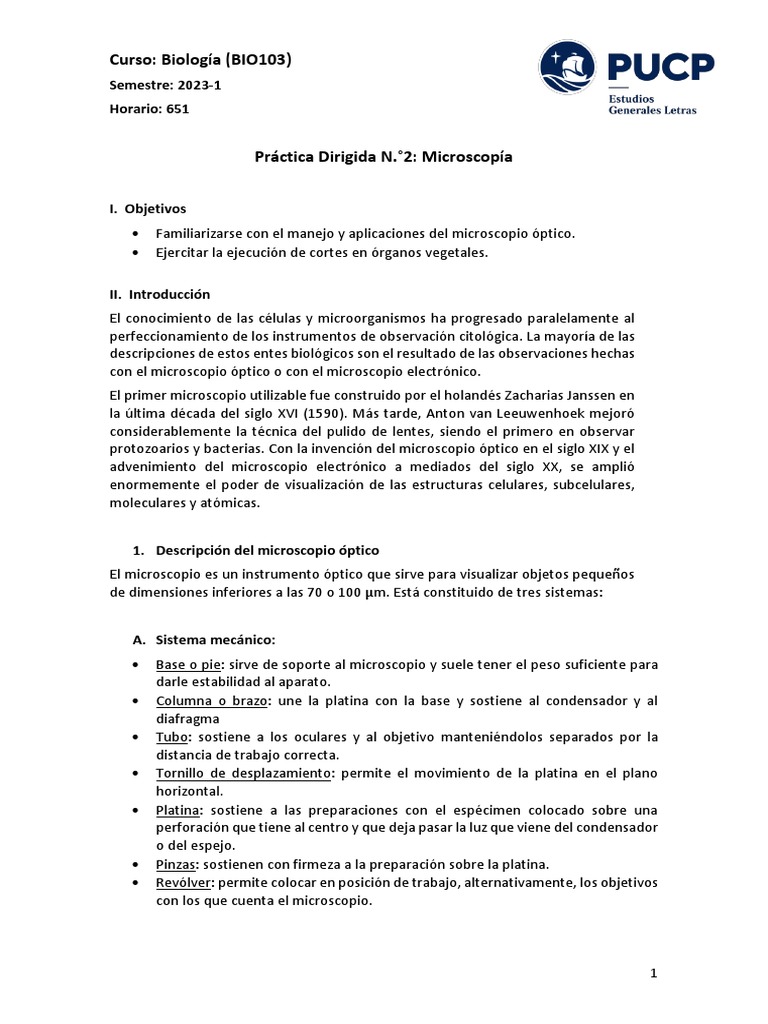 Guía PrácticaDirigida 02 Microscopía | PDF | Microscopio | Lente de la ... Guía PrácticaDirigida 02 Microscopía | PDF | Microscopio | Lente de la ...
