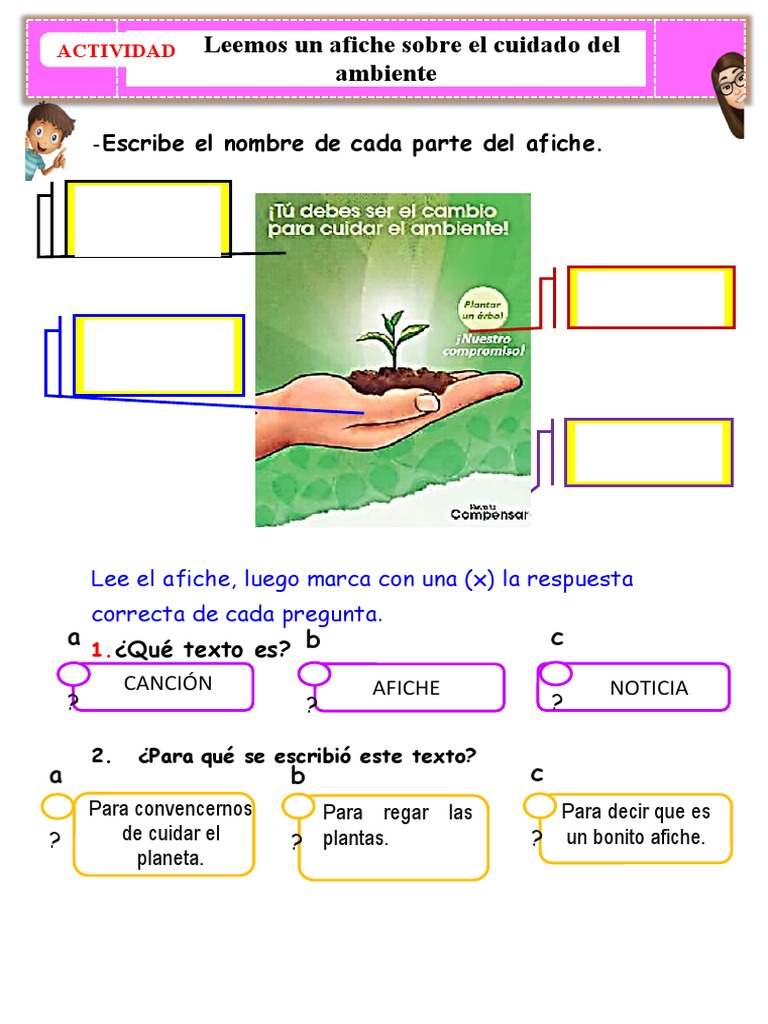 Partes Del Afiche Para Niños De Primaria Pdf Crecimiento Personal Y