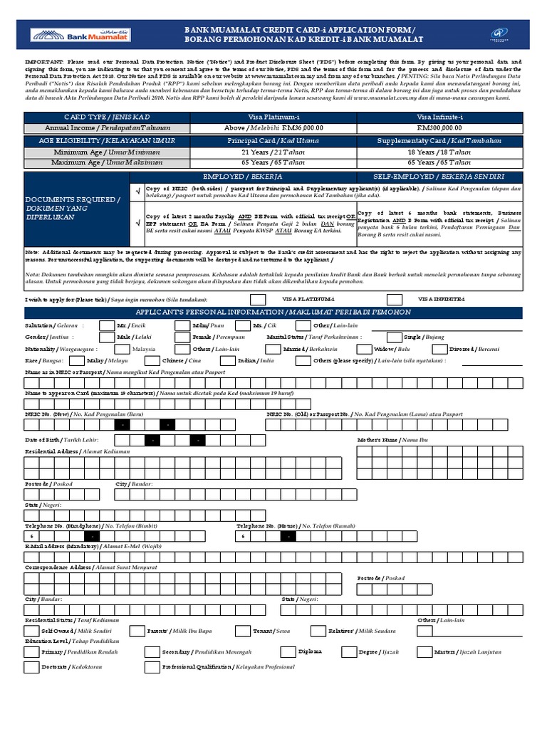 Principal Application Form Credit Card v1.4 - 140322alt+Sup+FATCA+T&C+PDS-BM | PDF
