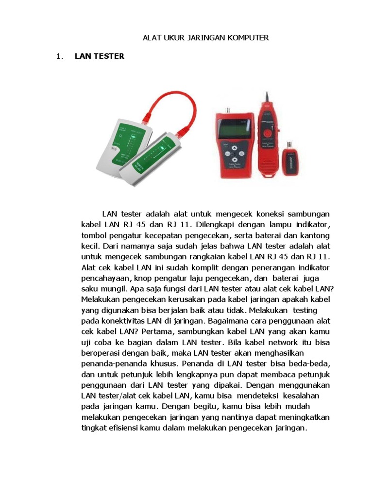 Fungsi dan Cara Kerja LAN Tester | PDF | Komputer
