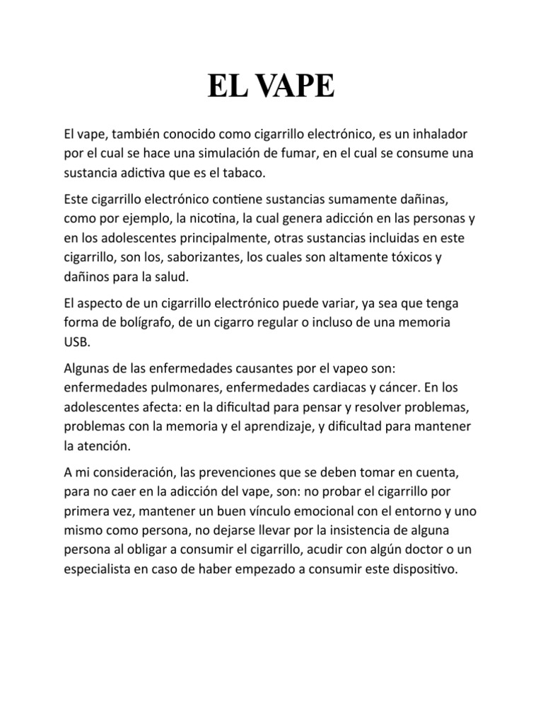EL VAPE - ensayo español | PDF