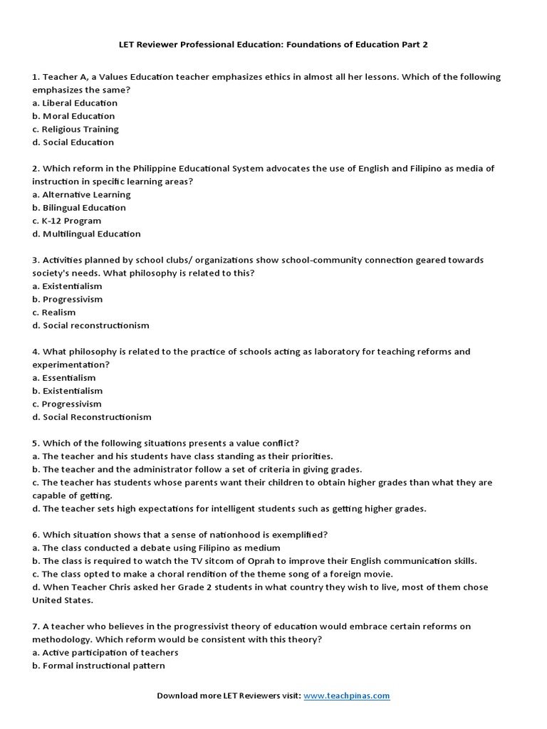 Foundations of Education - Part 2 | PDF | Philosophy Of Education ...