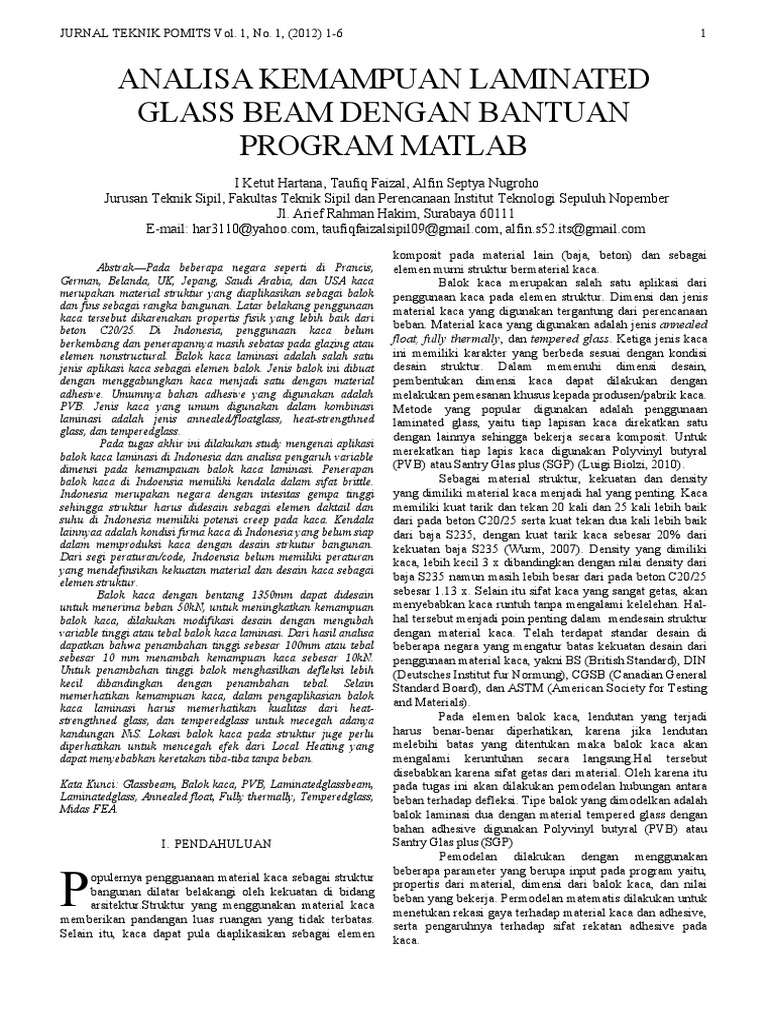 Paper - KLP 1 - Laminated Glass Beam | PDF