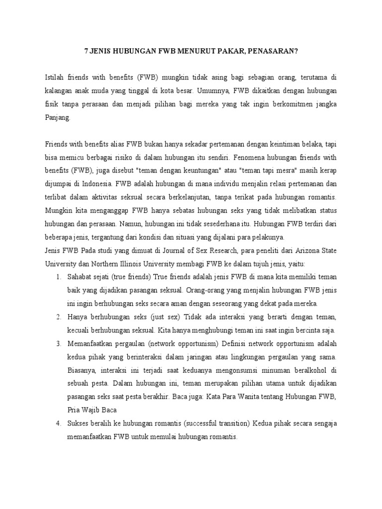 All About Friend With Benefit (FWB) | PDF | Kesehatan Holistik | Gaya Hidup