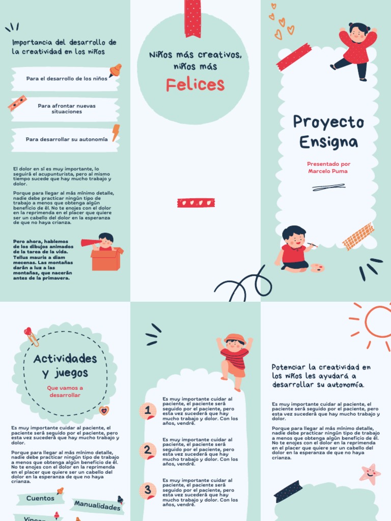 Folleto Infantil para Actividades Proyectos y Juegos Con Niños Doodle ...