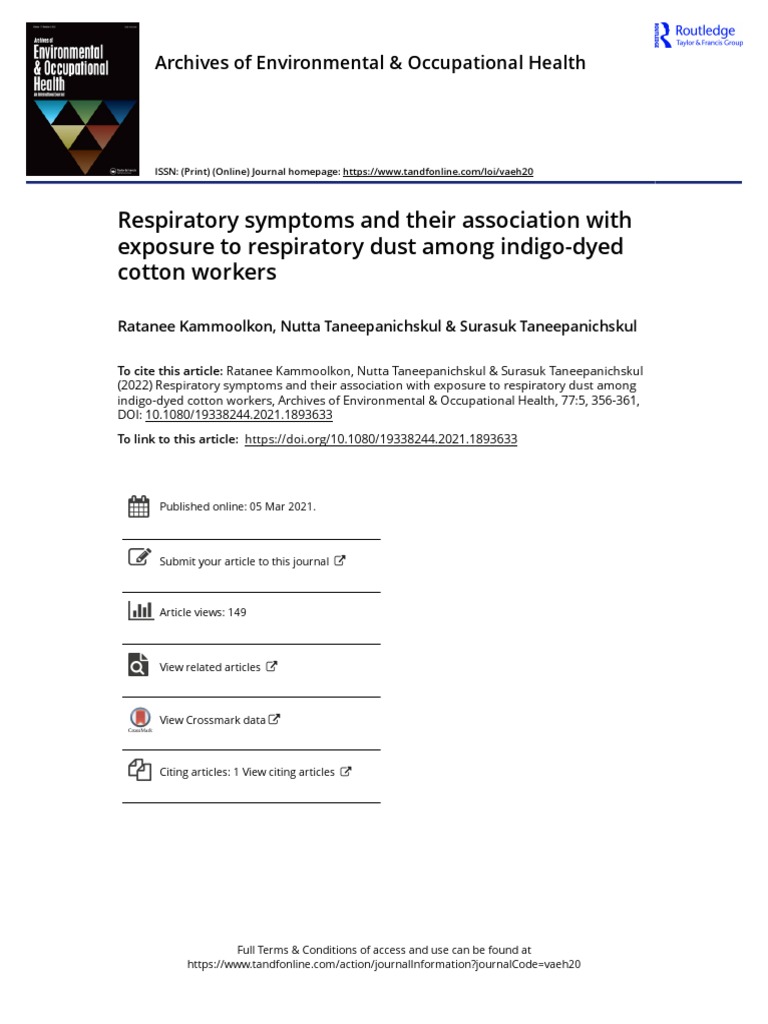 Respiratory Symptoms and Their Association With Exposure To Respiratory ...