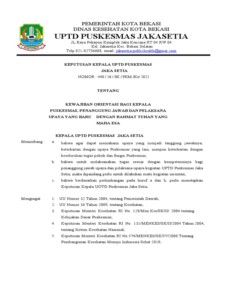 SK Kewajiban Orientasi Bagi Karyawan Baru | PDF