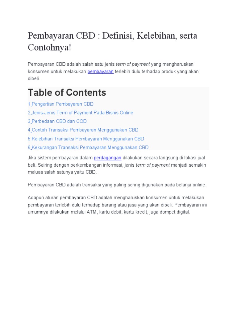 Pengertian CBD Dan COD | PDF