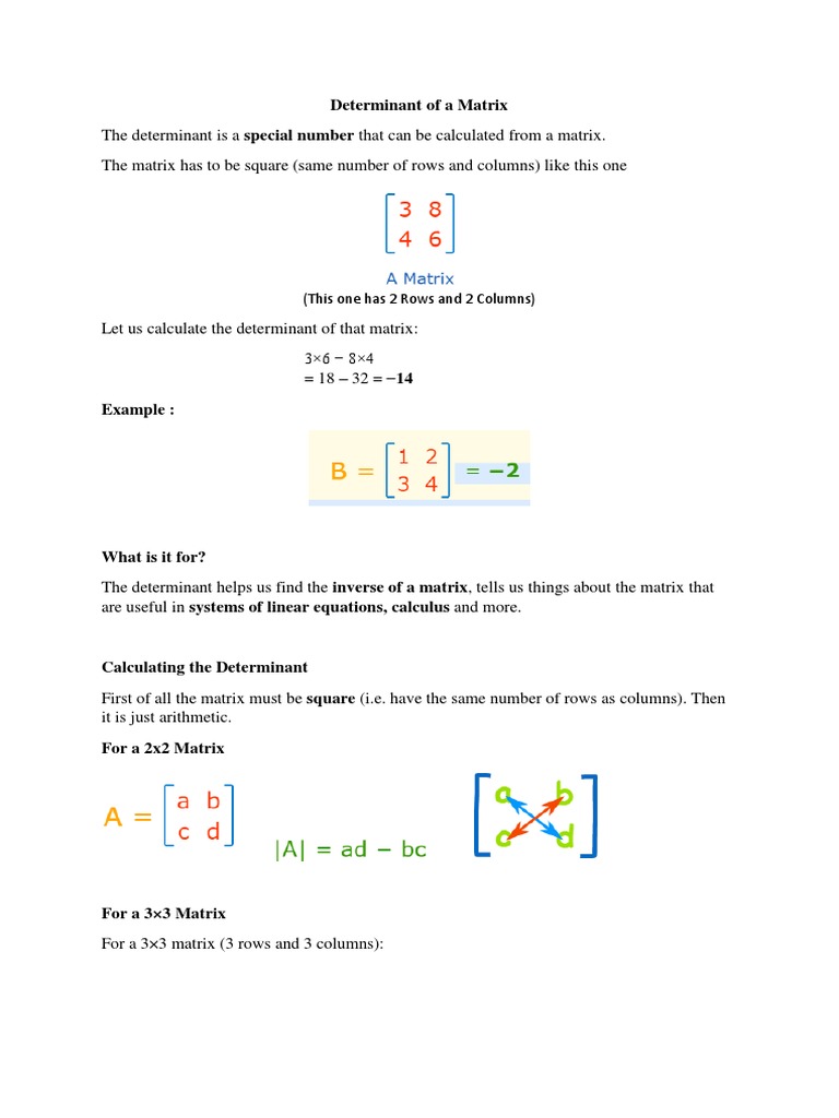 Determinant of A Matrix SRID | PDF