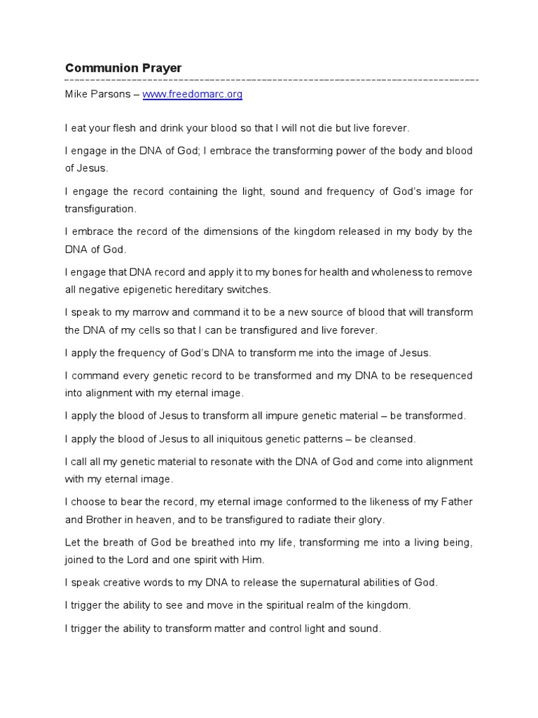 Communion Prayer-Mike Parsons | PDF