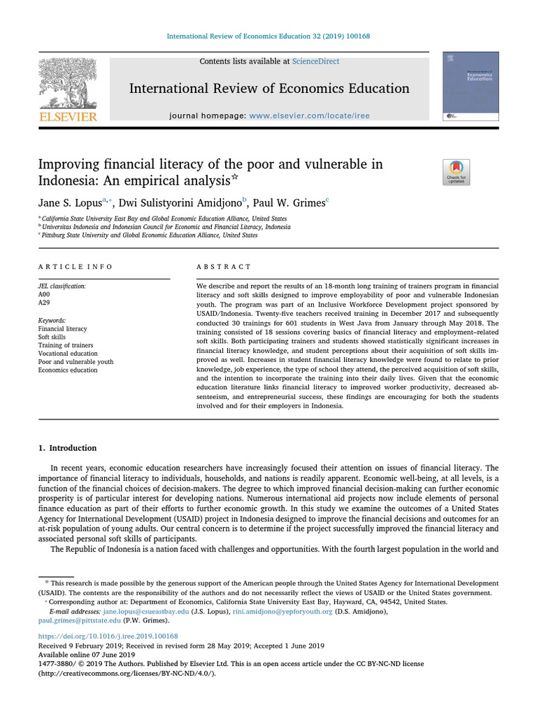 Improving Financial Literacy of The Poor and Vulne | PDF | Social Science