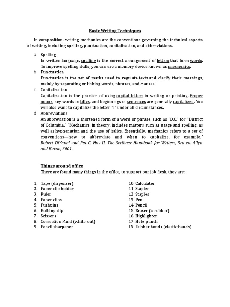 Basic Writing Techniques | PDF