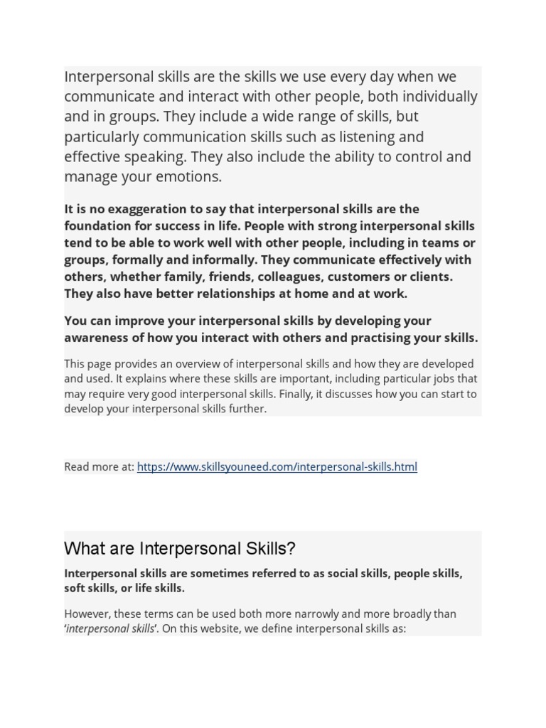 Interpersonal Skill Development Lecture Hbo | PDF | Interpersonal ...