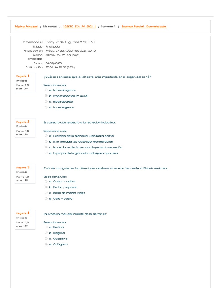 Parcial Dermato 2021-2 | PDF | Psoriasis | Epidemiología
