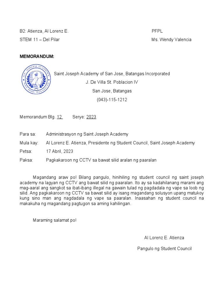 PFPL Memorandum | PDF