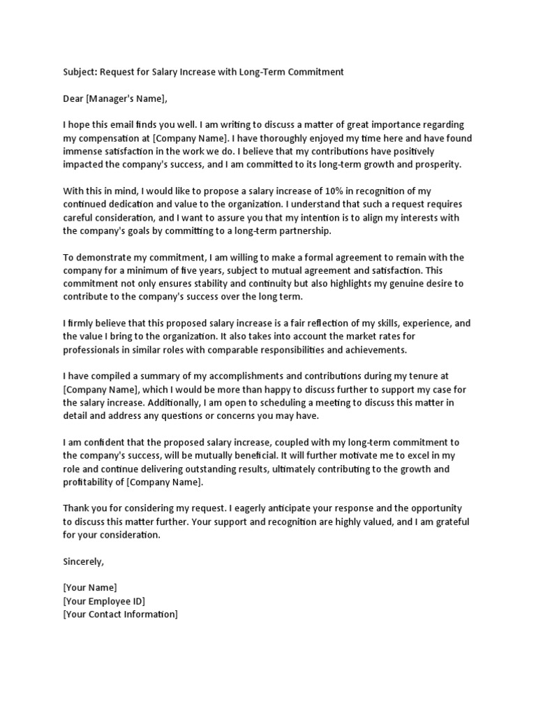 Subject - Request For Salary Increase With Long-Term Commitment | PDF