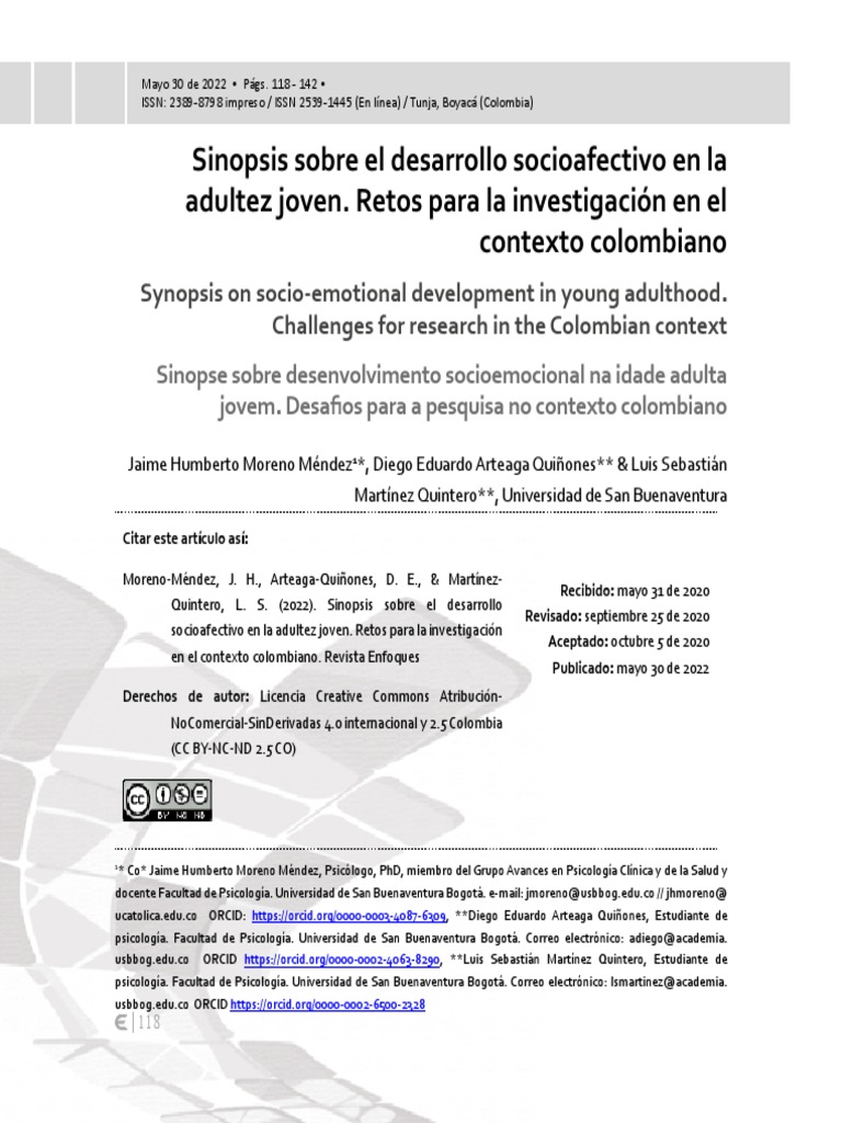 Sinopsis Sobre El Desarrollo Socioafectivo en La Adultez Joven. Retos ...
