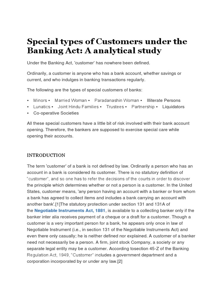 Special Customer of A Bank | PDF | Banks | Trust Law