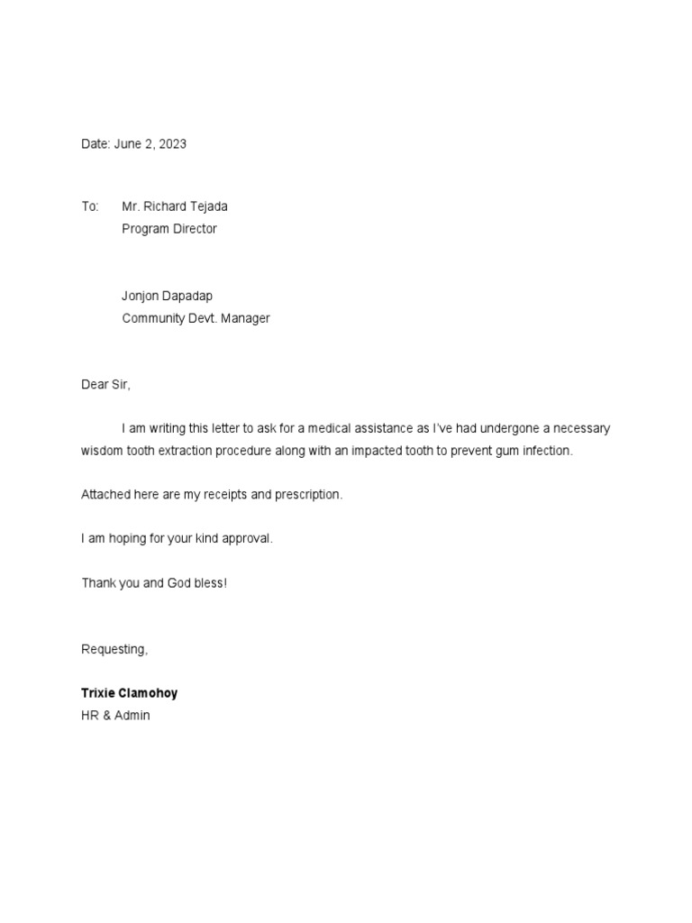 Medical Assistance - REQUEST LETTER | PDF