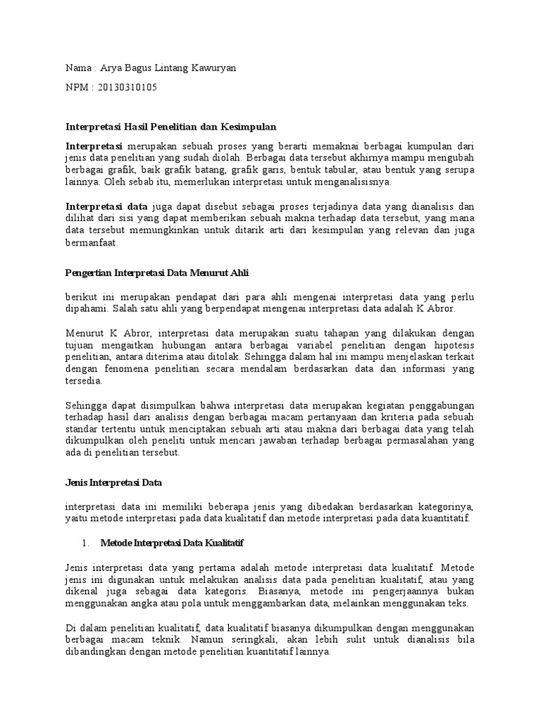 Panduan Interpretasi Data Penelitian | PDF