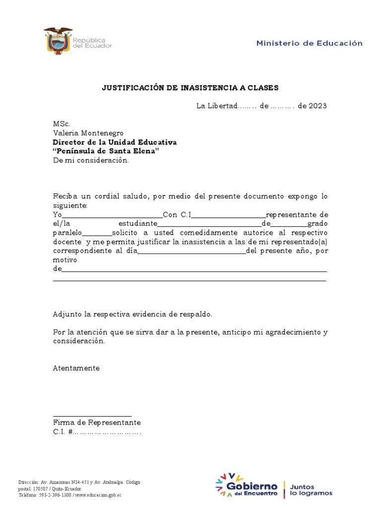 Documento para Justificar Inasistencia | PDF