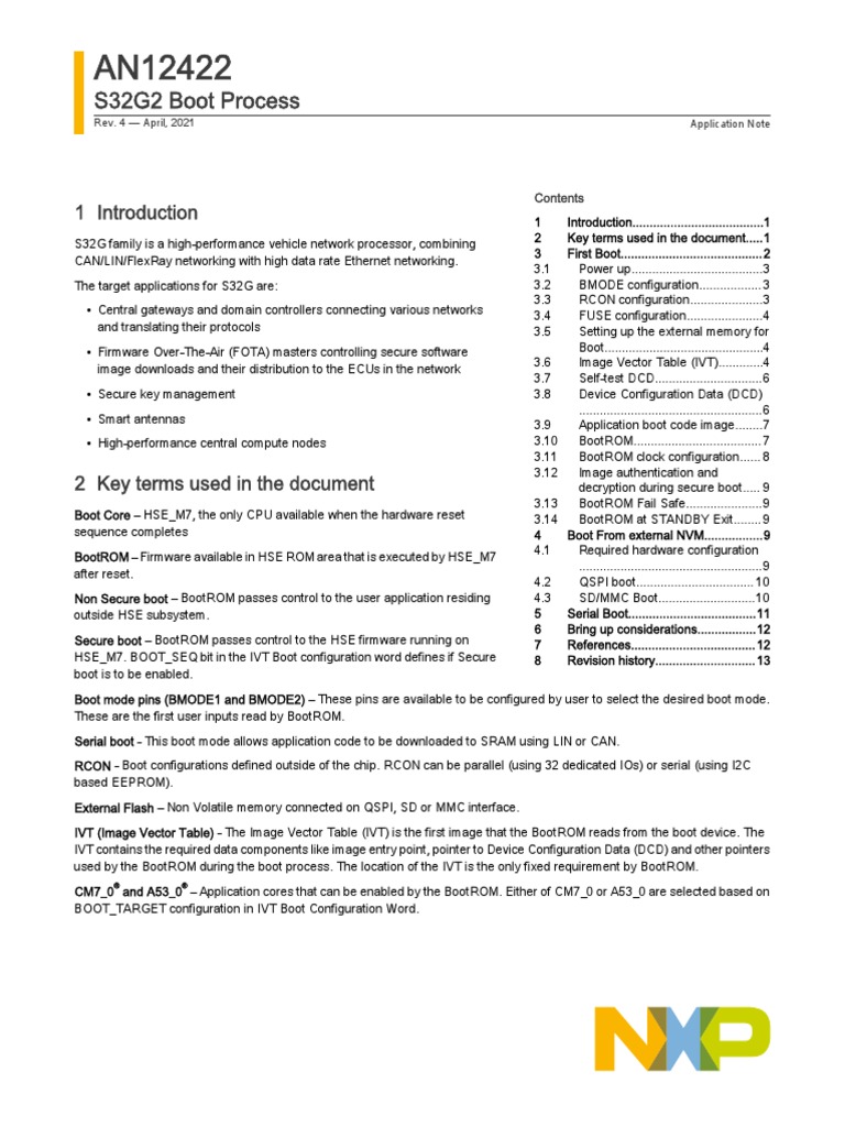 AN12422 S32G2 Boot Process | PDF | Booting | Electronics