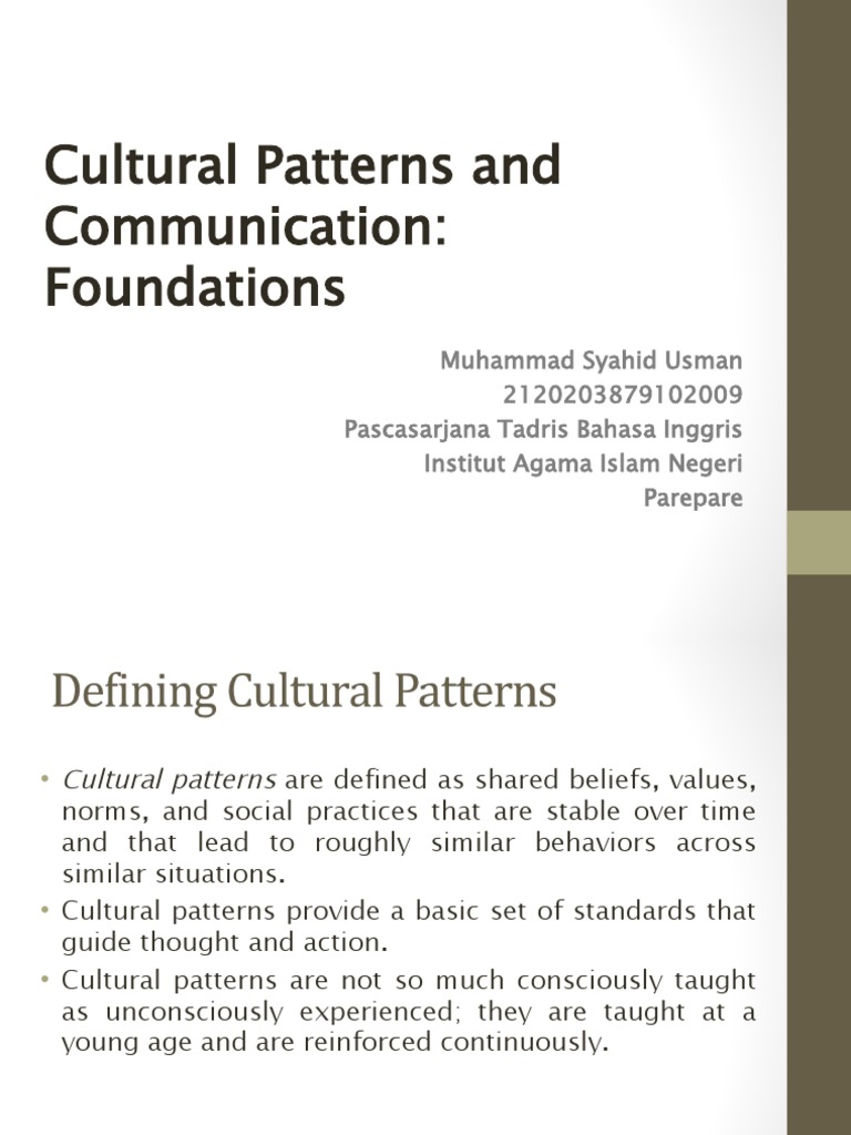 Cultural Patterns and Communication | PDF | Psychological Concepts | Cognitive Psychology