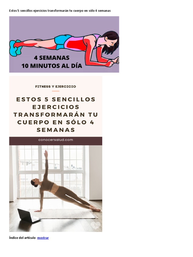 Estos 5 Sencillos Ejercicios Transformarán Tu Cuerpo en Sólo 4 Semanas | PDF