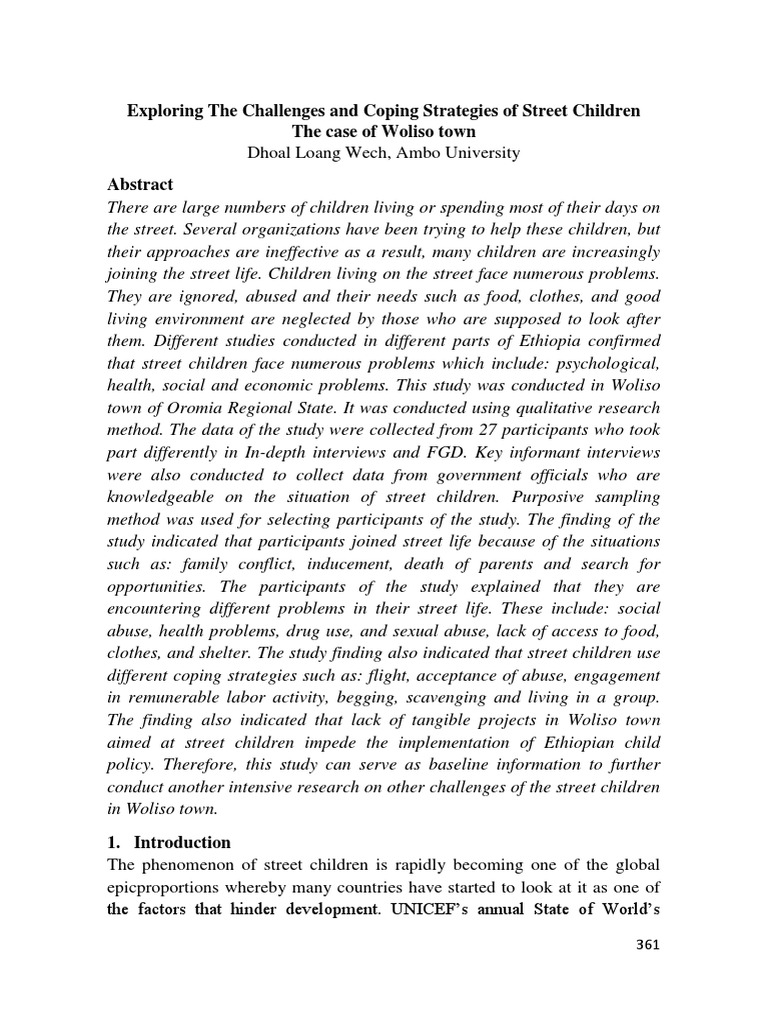 Exploring The Challenges and Coping Strategies of Street Children | PDF ...