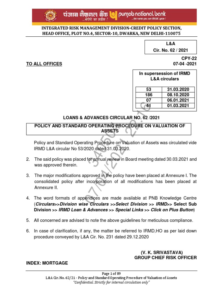 LVB - PNB Valuation Guidelines | PDF