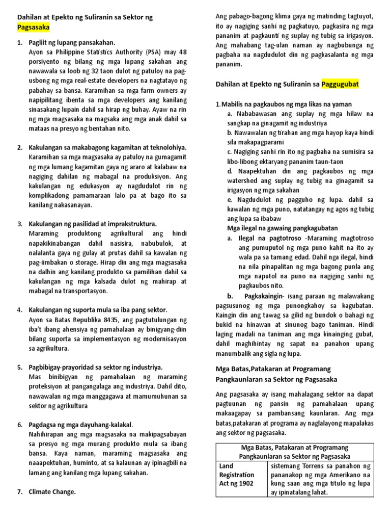 9 - Module 6-Dahilan at Epekto NG Suliranin Sa Sektor NG Agrikultura | PDF 9 - Module 6-Dahilan at Epekto NG Suliranin Sa Sektor NG Agrikultura | PDF
