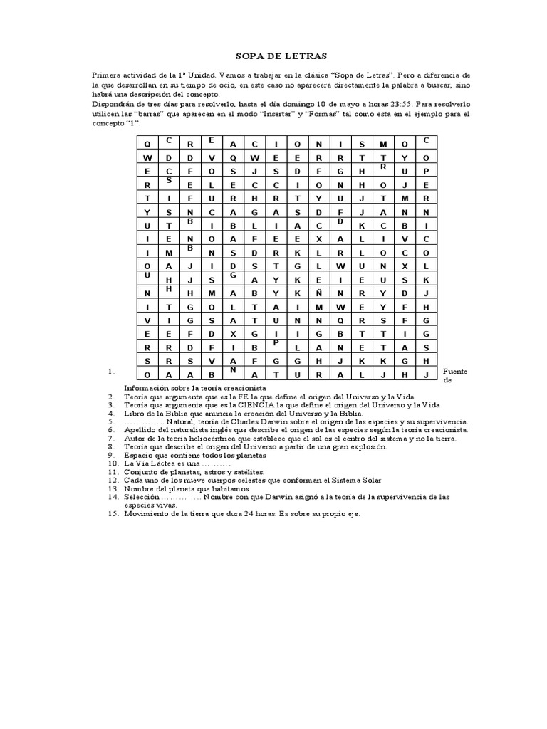 Sopa de Letras Universo | PDF