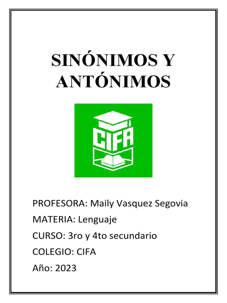 Sinonimos y Antonimos | PDF | Léxico | Ciencia cognitiva