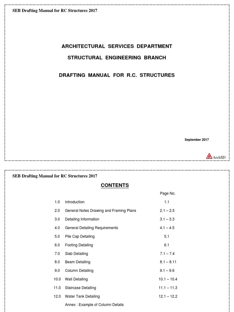 SEB Drafting Manual For RC Structures 2017 | PDF | Stairs | Deep Foundation