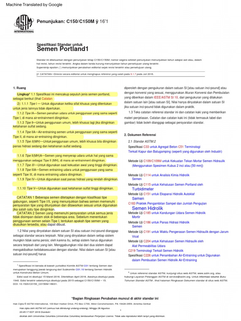 ASTM C150 C150M.28845 - Highlighted | PDF