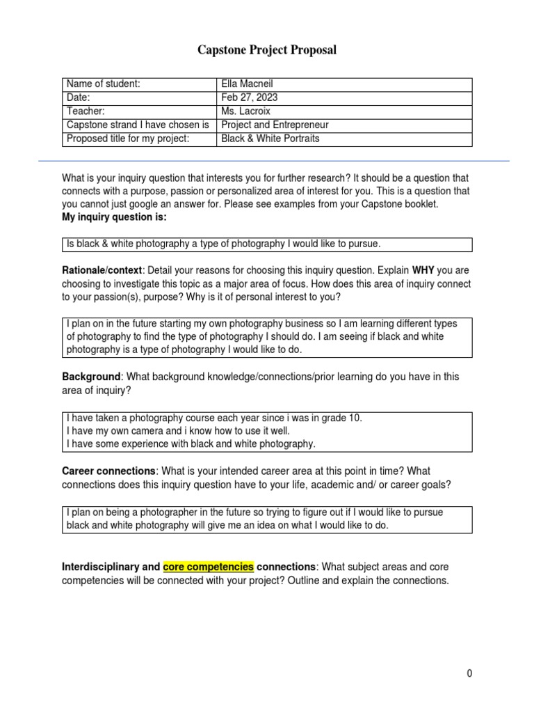 Capstone Project Proposal | PDF | Mentorship | Thought