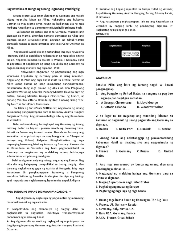 8-Module3-Pagwawakas at Bunga NG Unang Digmaang Pandaigdig | PDF