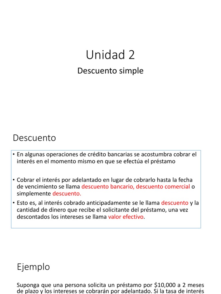 U2 Descuento Simple | PDF | Interés | Bancos