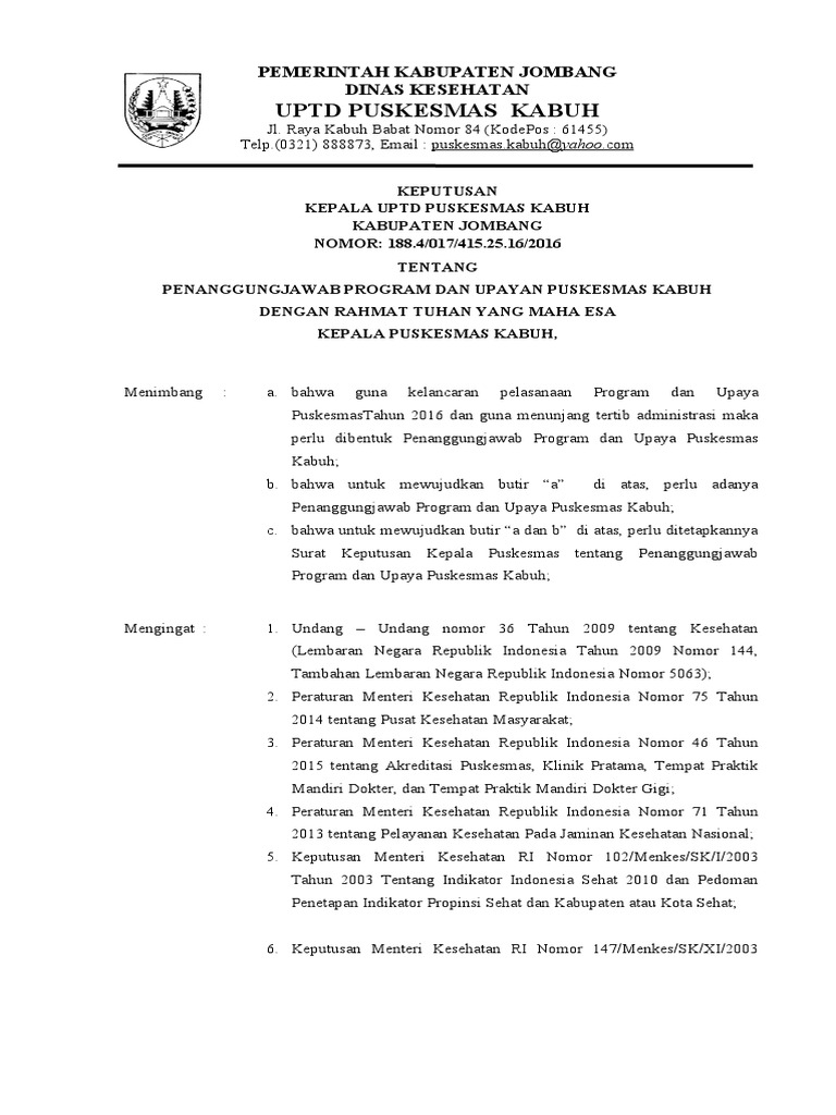 004 SK Penanggungjawab Program | PDF