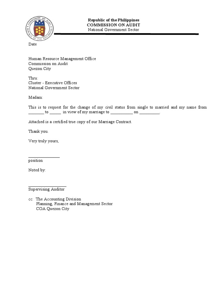 Change Civil Status Template | PDF | Business | Finance & Money Management