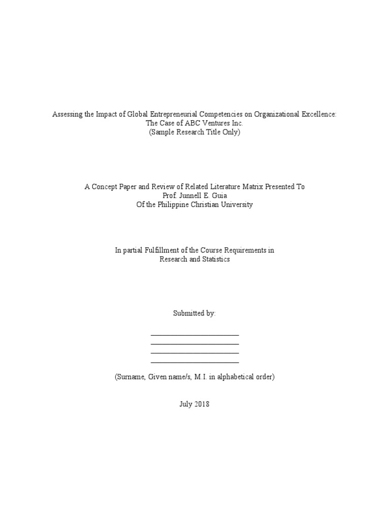 Concept Paper and RevLit Matrix Format | PDF