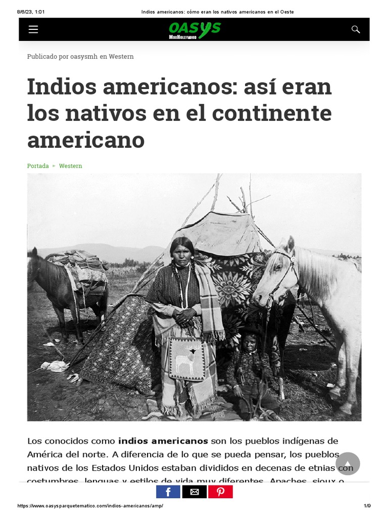 Indios Americanos - Cómo Eran Los Nativos Americanos en El Oeste | PDF ...