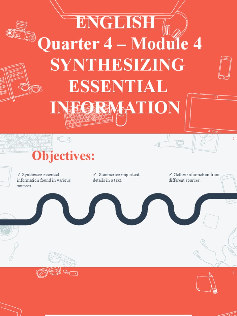 English 8 - Quarter 4 - Lesson 2 (Synthesizing Essential Information ...