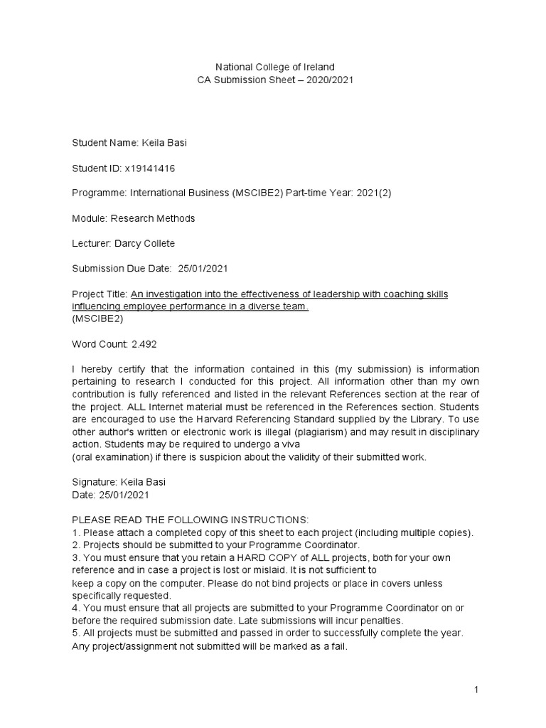 An Investigation Into The Effectiveness of Leadership With Coaching ...